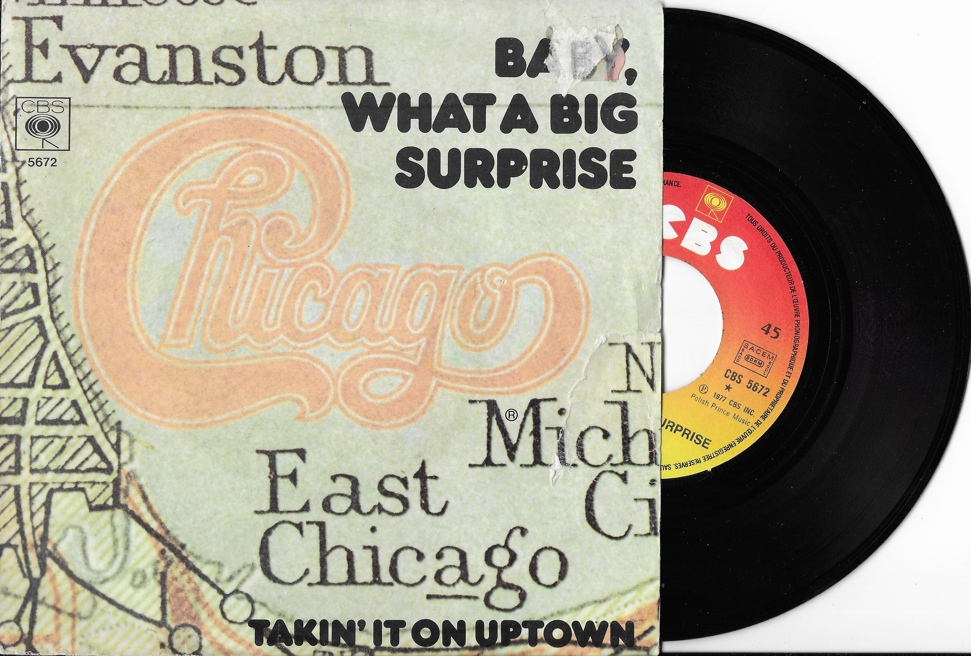 Disque Vinyle 45 tours Occasion - CHICAGO -Baby, What A Big Surprise ...