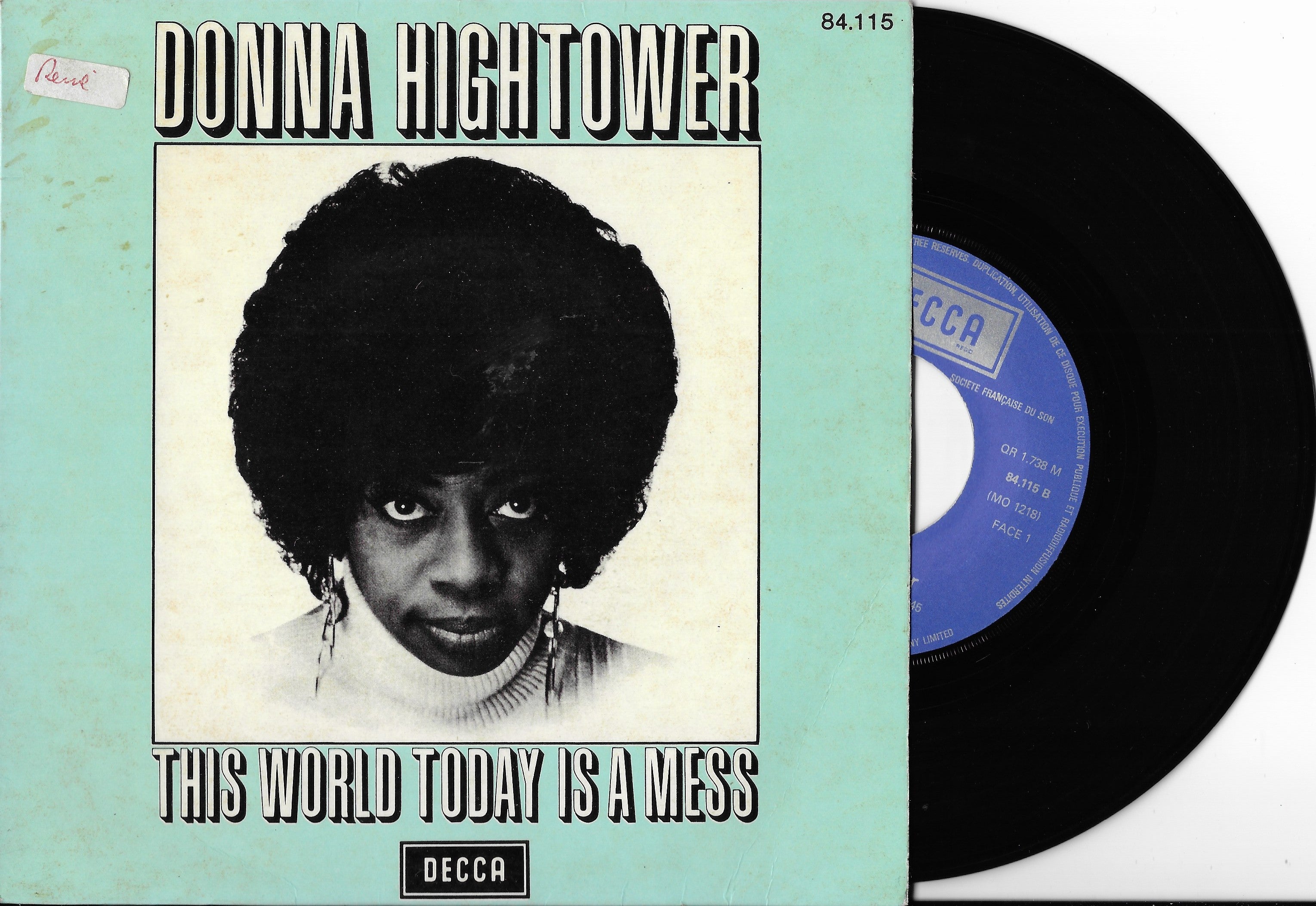Disque Vinyle 45 tours Occasion - DONNA HIGHTOWER - This World Today Is ...
