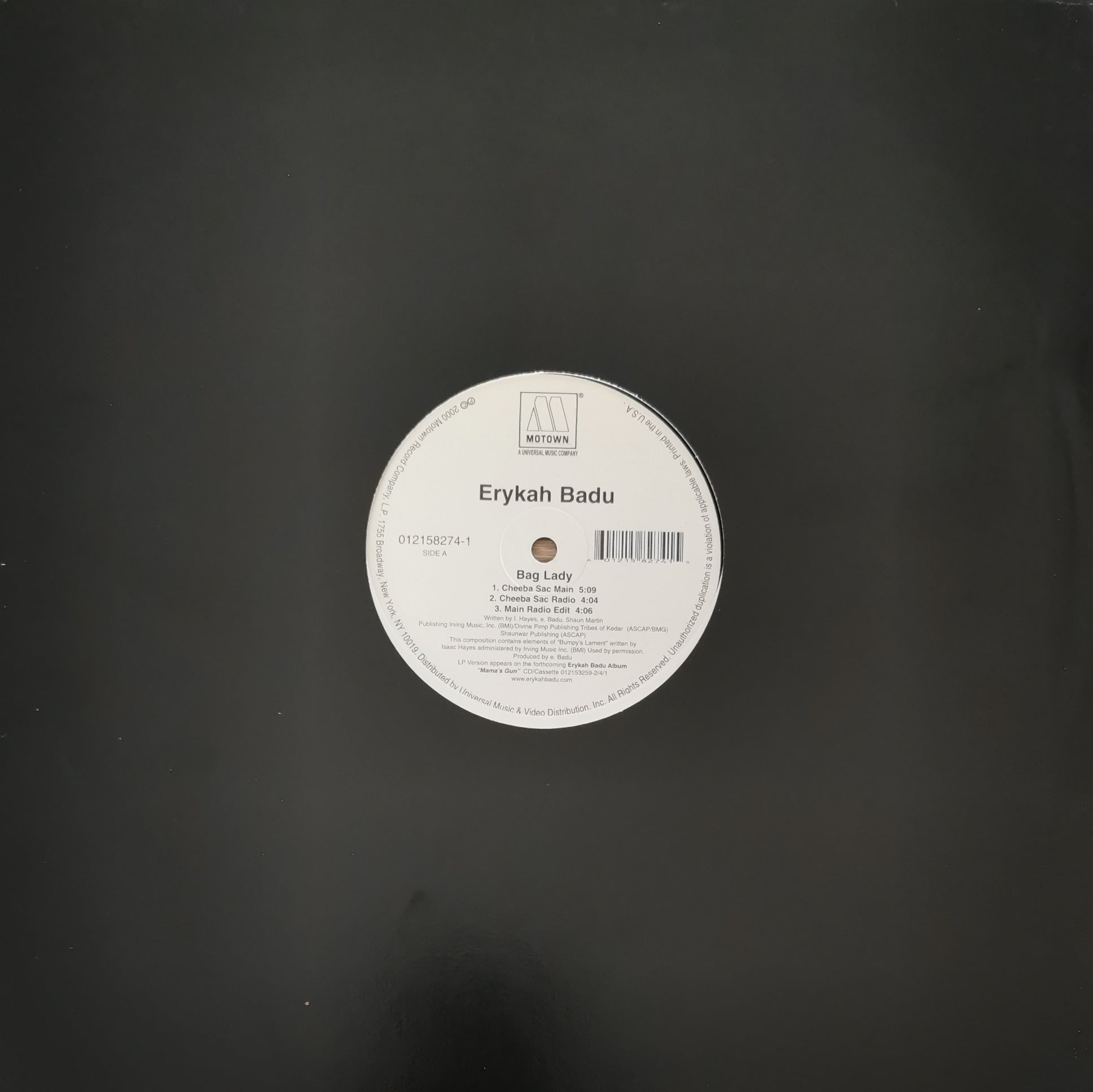 Disque Vinyle Maxi 45 tours Occasion - ERYKAH BADU - Bag Lady – digg'O ...